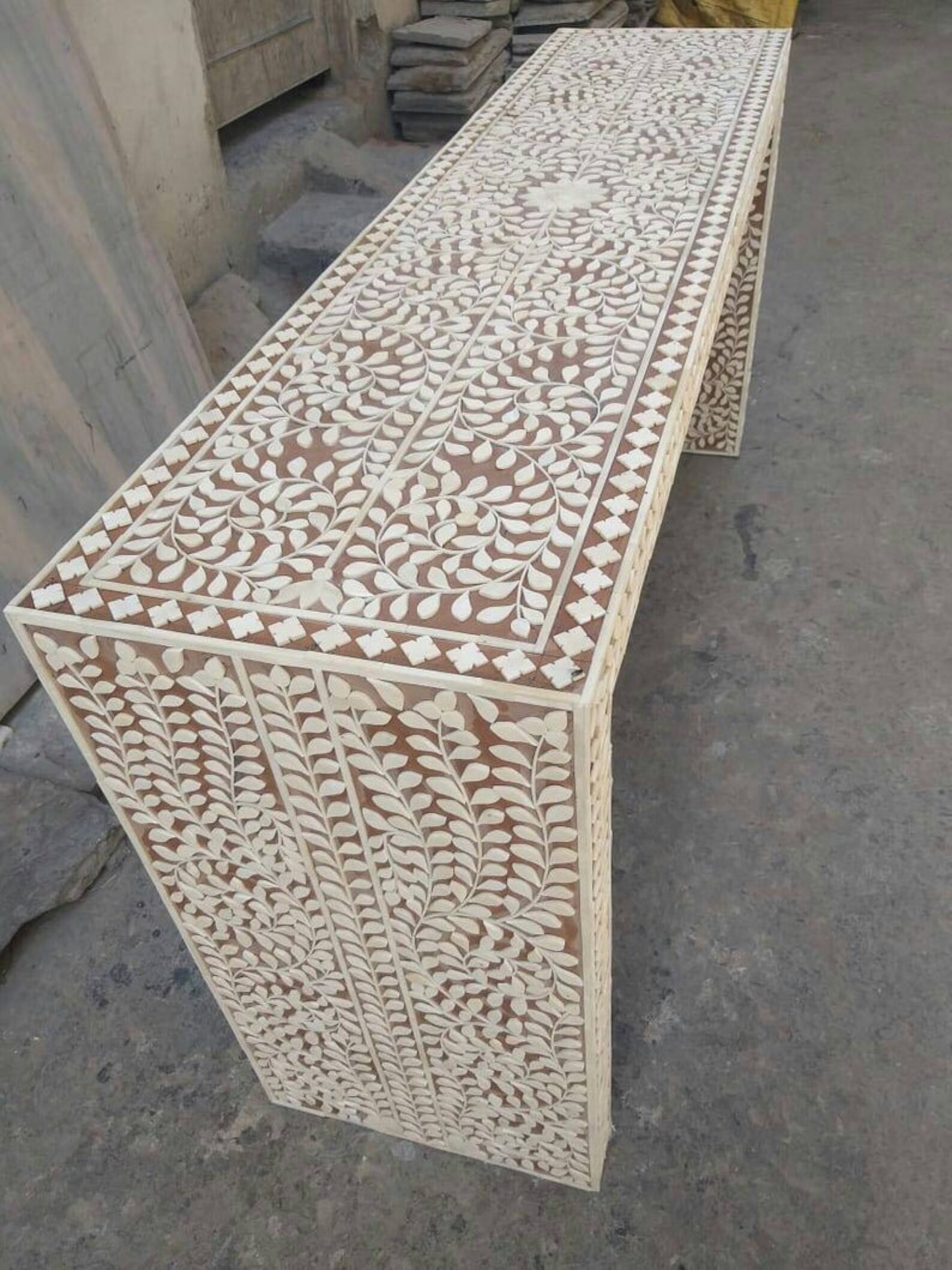 Sleek Bone Inlay Console Table Free Shipping | Etsy