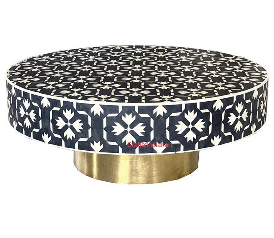 Bone Inlay Round Coffee Table - Etsy