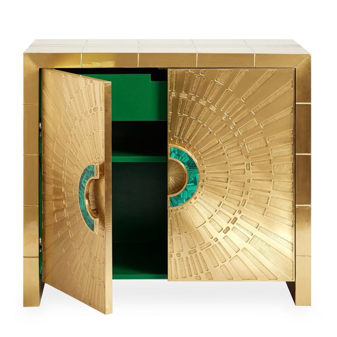 Brass Cladding Embossed Sideboard, Brass Cladding Cabinet, Luxury ...