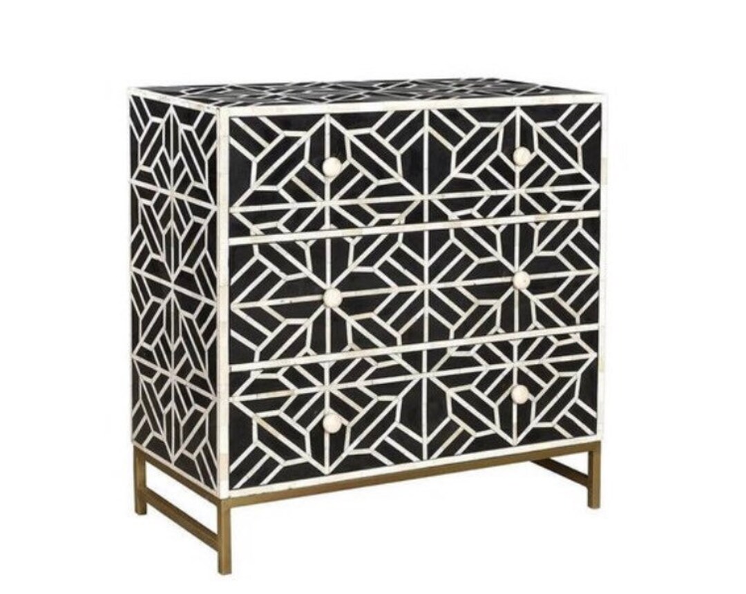 Florida Design Black Bone Inlay Optical Console, Optical Bone Inlay ...