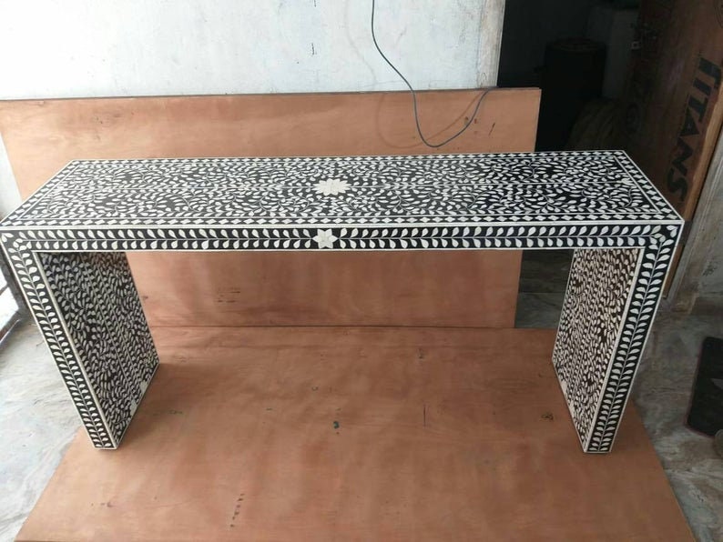 Sleek Bone Inlay Console Table Free Shipping | Etsy
