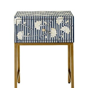 Bone Inlay Flower Design Bedside Table Grey Bone Inlay Flower - Etsy