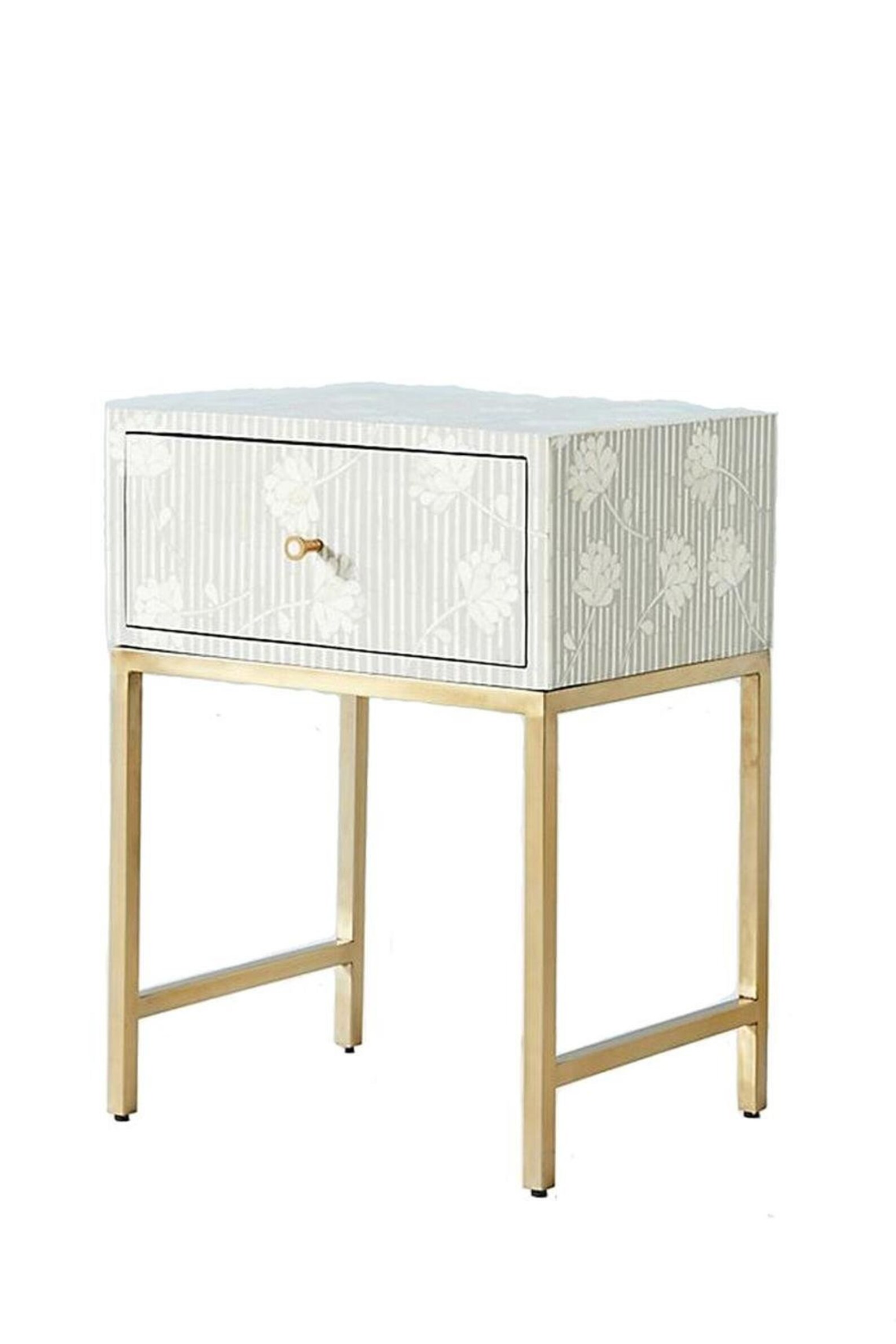 Bone Inlay Flower Design Bedside Table Grey Bone Inlay Flower - Etsy
