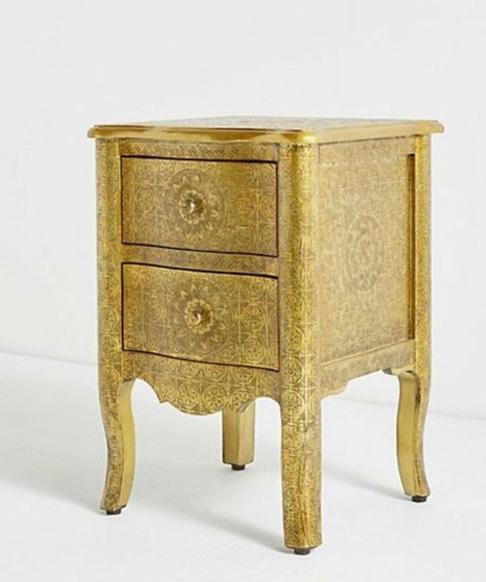 Brass Cladding Embossed 2 Drawer Bedside / Nightstand - Etsy