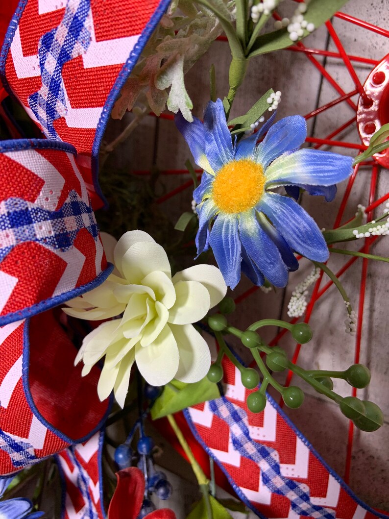 Patriotic Bike Wheel Wreath Independence Day Bicycle Wheel | Etsy