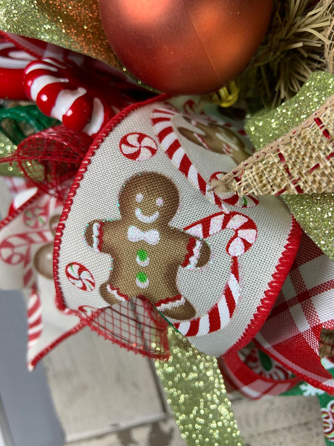 Gingerbread Man Wreath Christmas Candy Front Door Wreath | Etsy