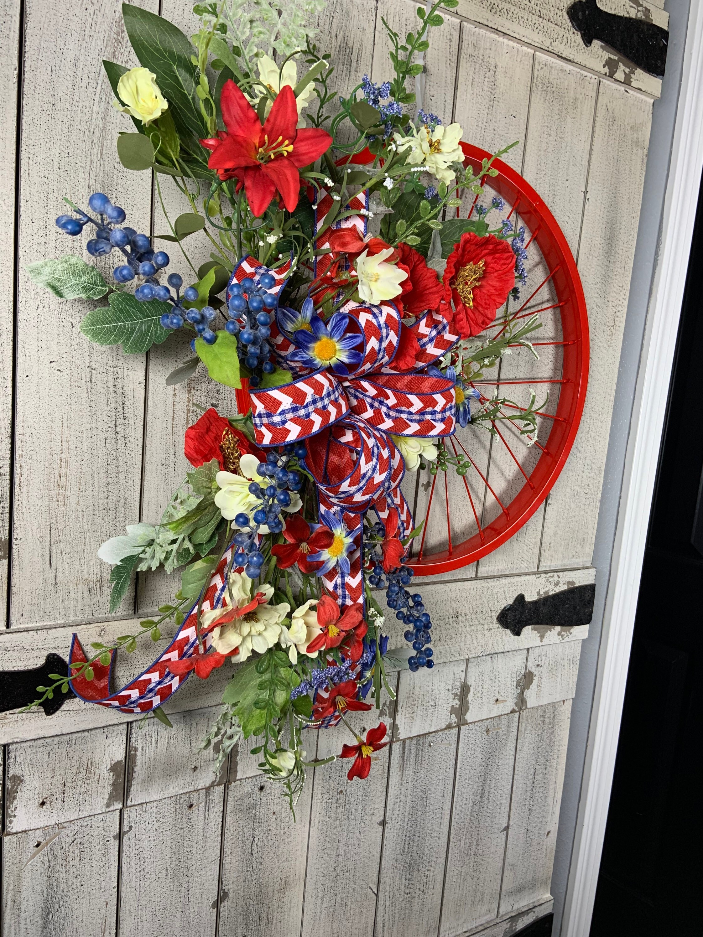 Patriotic Bike Wheel Wreath Independence Day Bicycle Wheel | Etsy