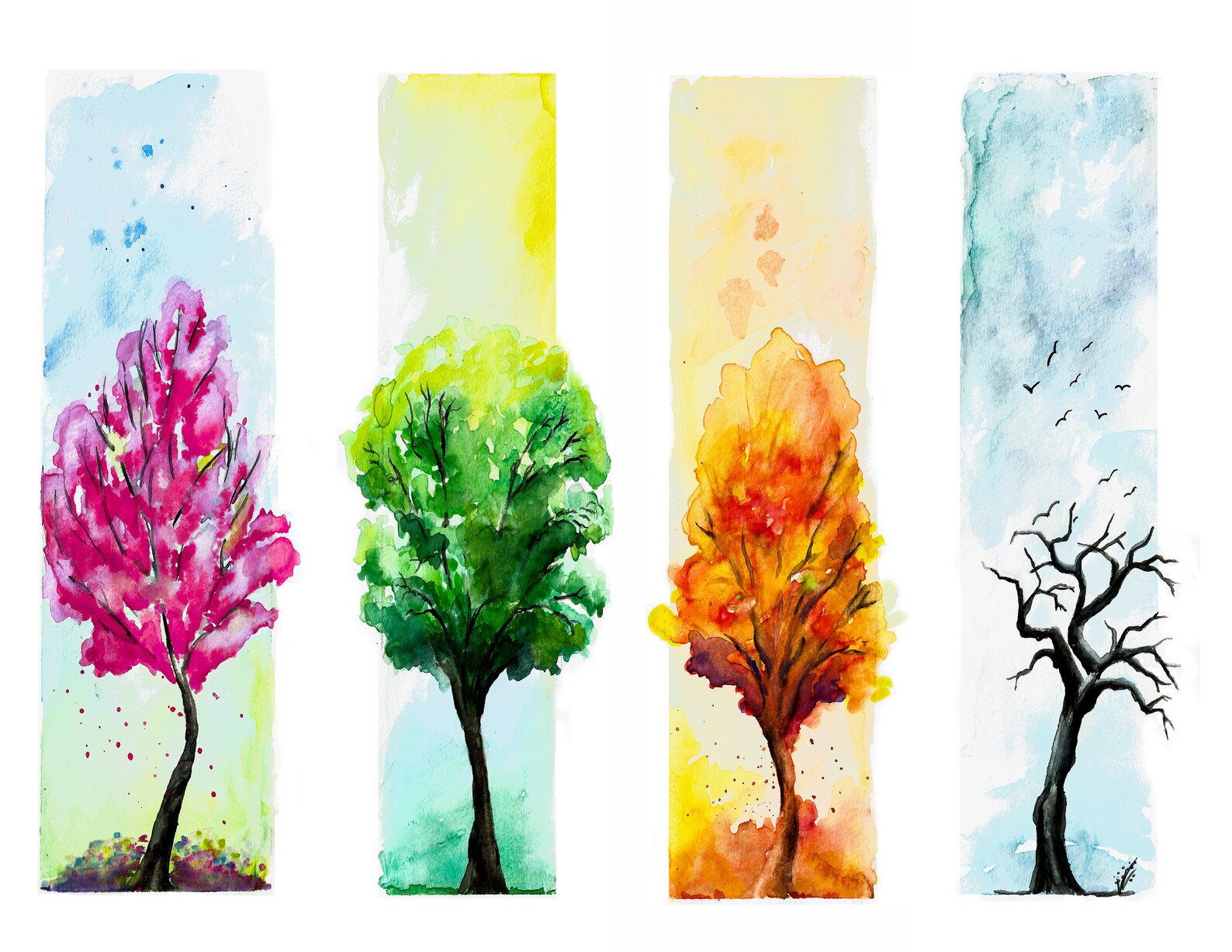 Four Seasons Printable Bookmark Instant Download Watercolor | Etsy