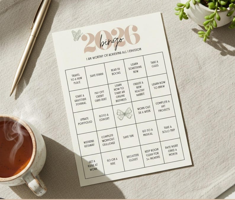 2026 Vision Board Bingo Printable | Goal Setting Card | New Year ...