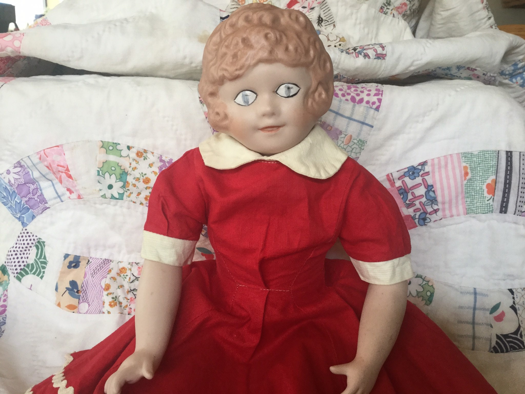 Used Little Orphan Annie Doll. She is Porcelain Bisque With Painted ...