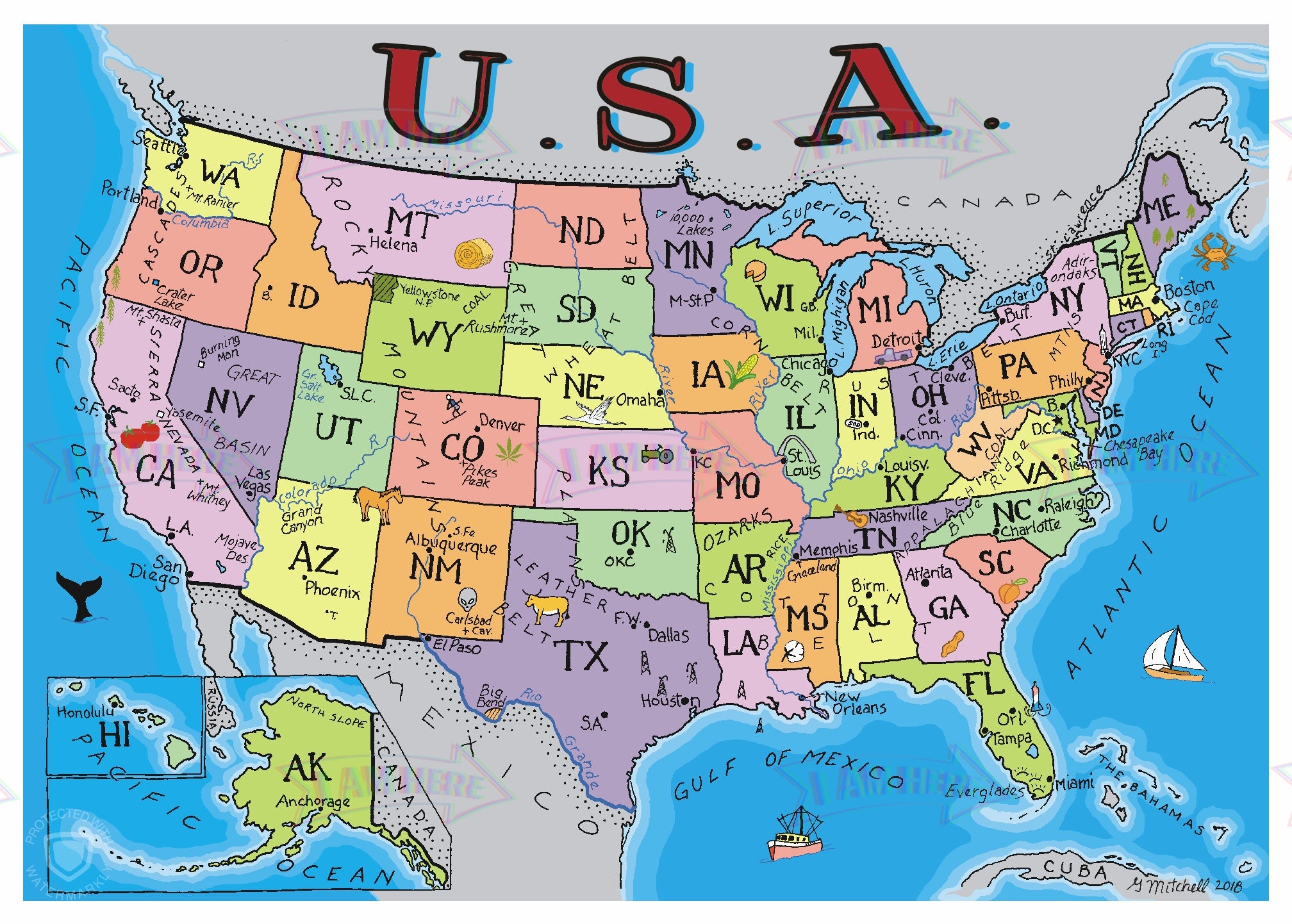 USA Greeting Card | Etsy