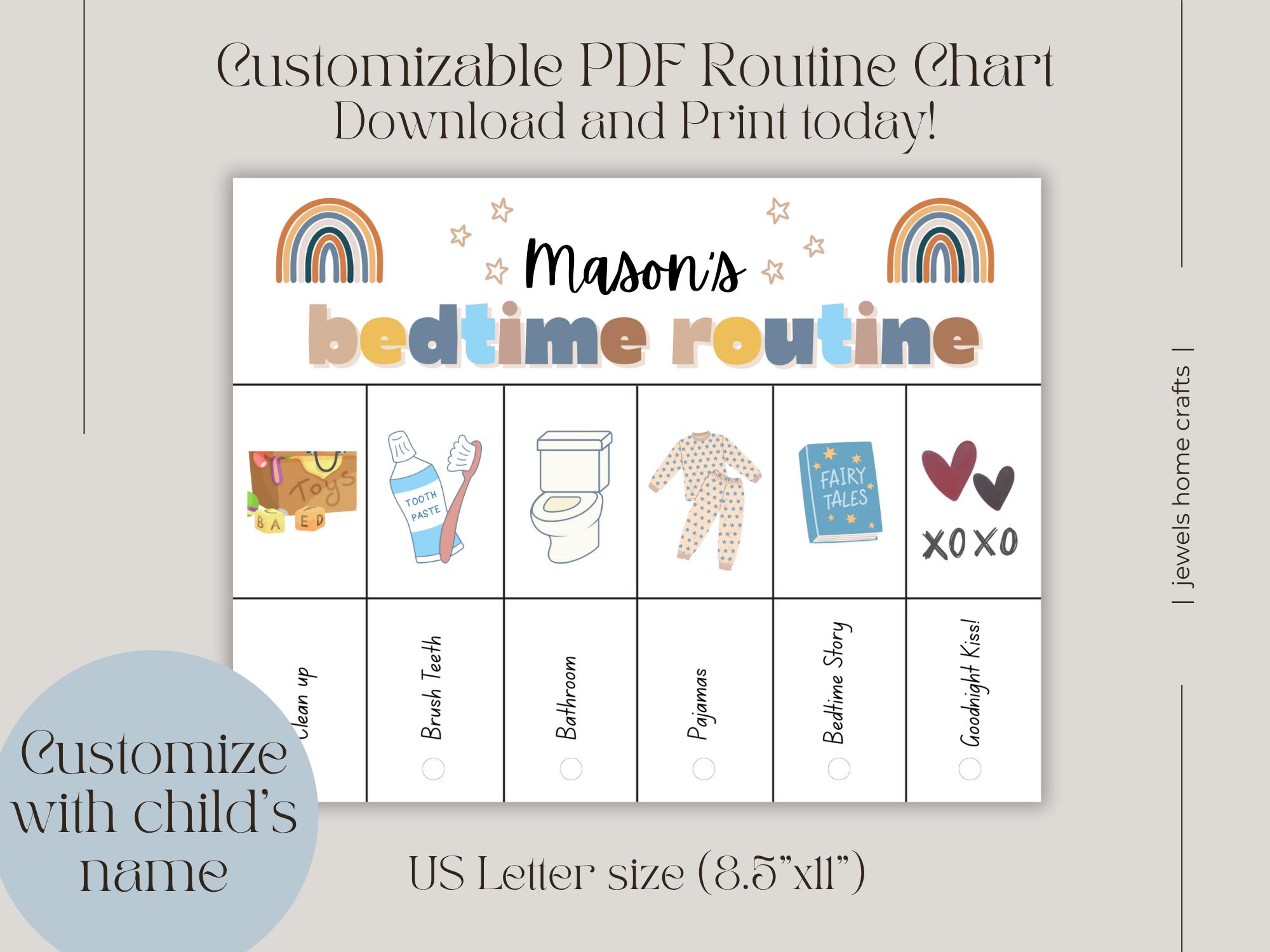 Routine Flip Chart for Kids, Morning/evening Routines, Pink and Blue ...