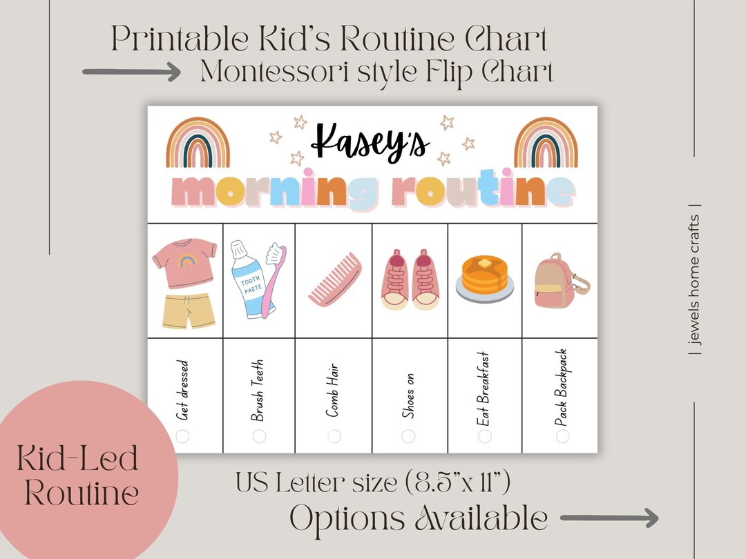 Routine Flip Chart for Kids, Morning/evening Routines, Pink and Blue ...