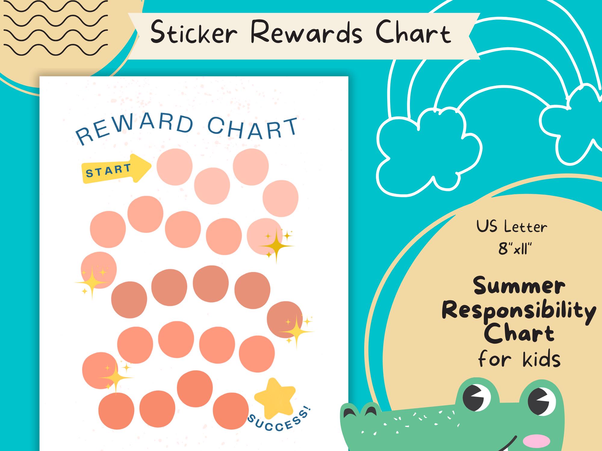 Rewards Sticker Chart for Kids, Summer Responsibility Chart, Kids ...