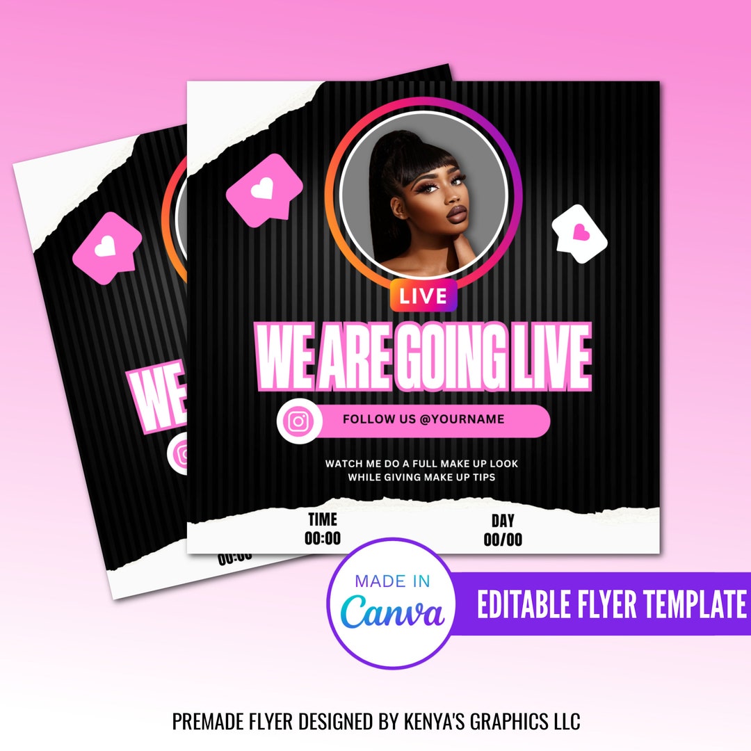 We Are Live Flyer, Diy Instagram Live Flyer, Instagram Live Editable ...