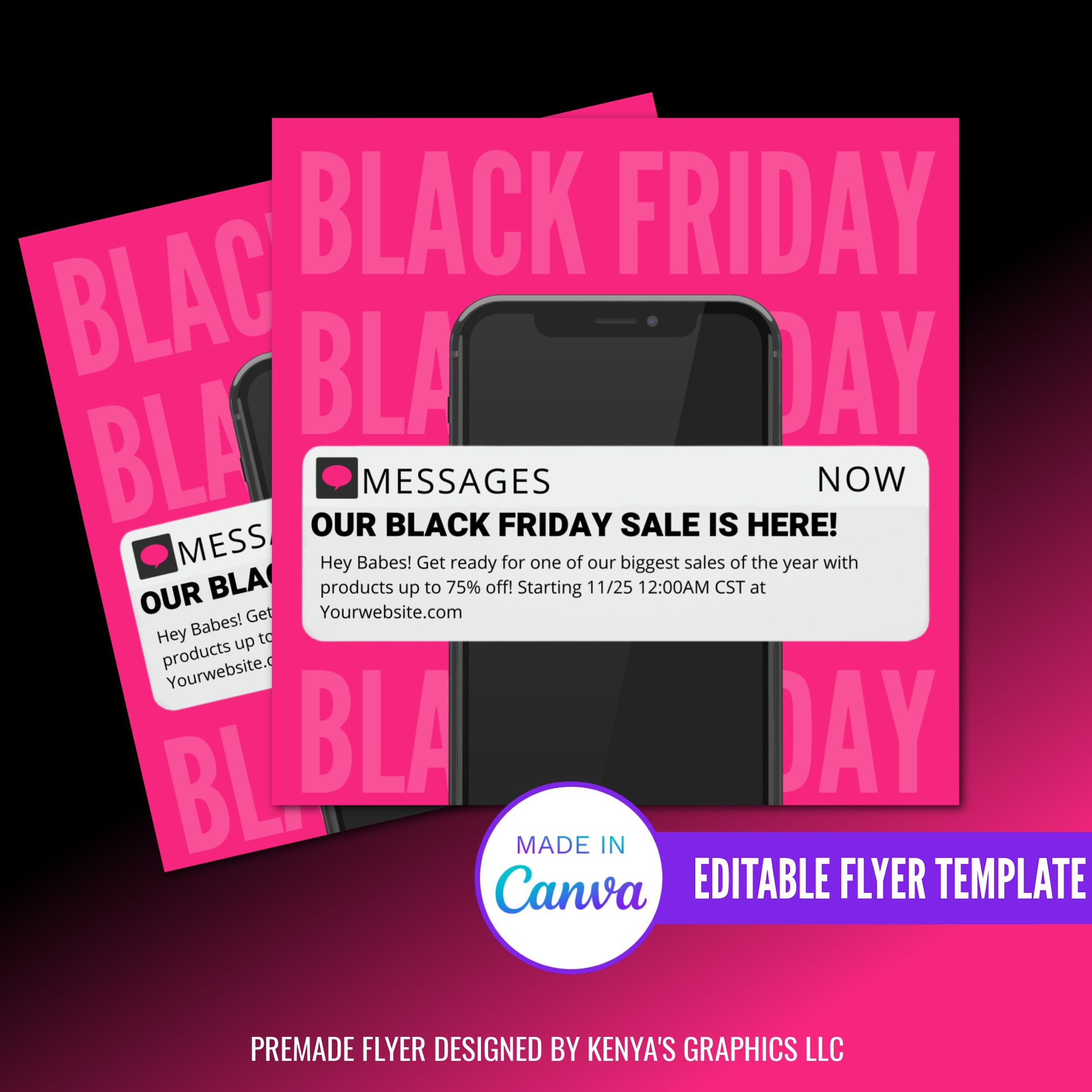 Black Friday Sale Flyer, Black Friday Editable Flyer, Instagram Post ...