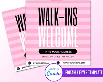 Walk-ins Welcome Flyer, Walk-in Editable Flyer Template, Walk-in Diy ...