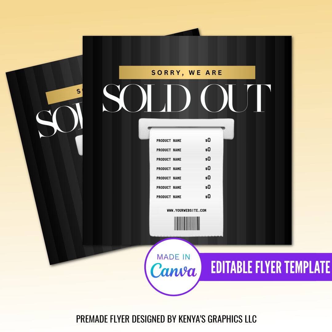 Editable Sold Out Flyer, We Are Sold Out, Diy Sold Out Flyer, We Are ...