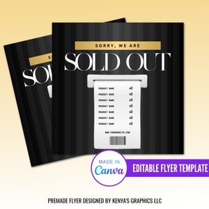 Editable Sold Out Flyer, We Are Sold Out, Diy Sold Out Flyer, We Are ...