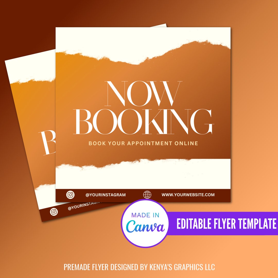 Now Booking Flyer, Editable Booking Flyer, Instagram Post Flyer, Nail ...