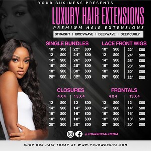 DIY Hair Pricelist Flyer, Editable Hair Flyer, Bundle Deals, Hair ...