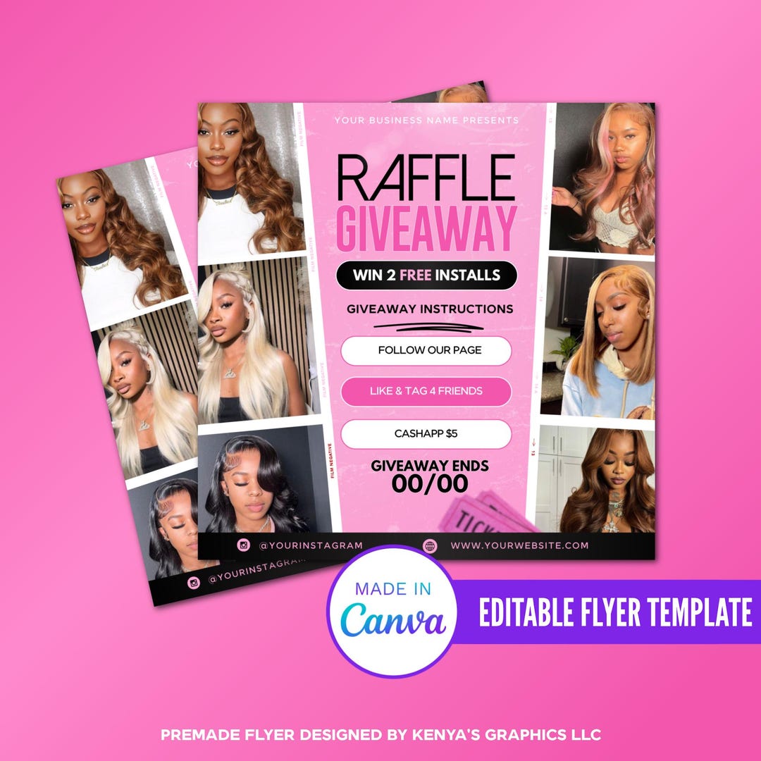 Editable Raffle Giveaway Flyer, Raffle Contest Flyer, Diy Giveaway ...