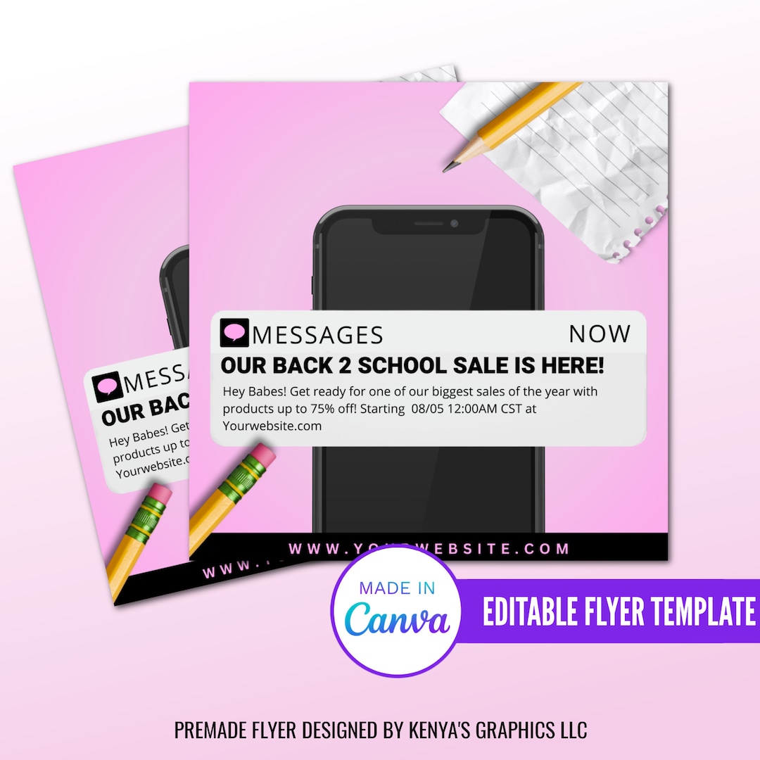 Back to School Text Flyer, Shop Now Flyer, Editable Business Flyer, Diy ...