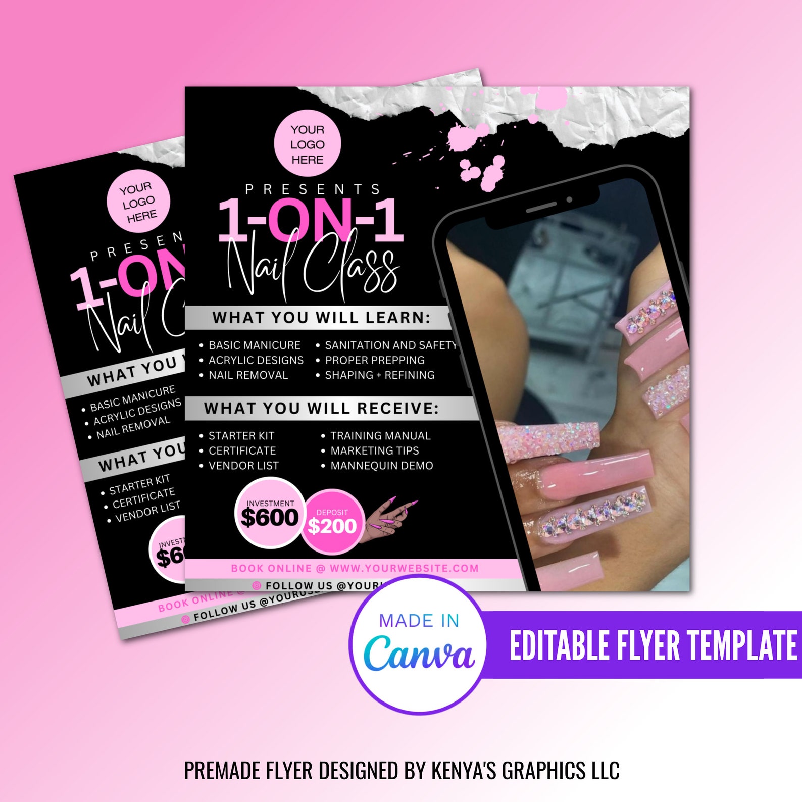 Nail Diy Flyer, Nail Tech Flyer, Nail 1 on 1 Class, Diy Nail Class ...