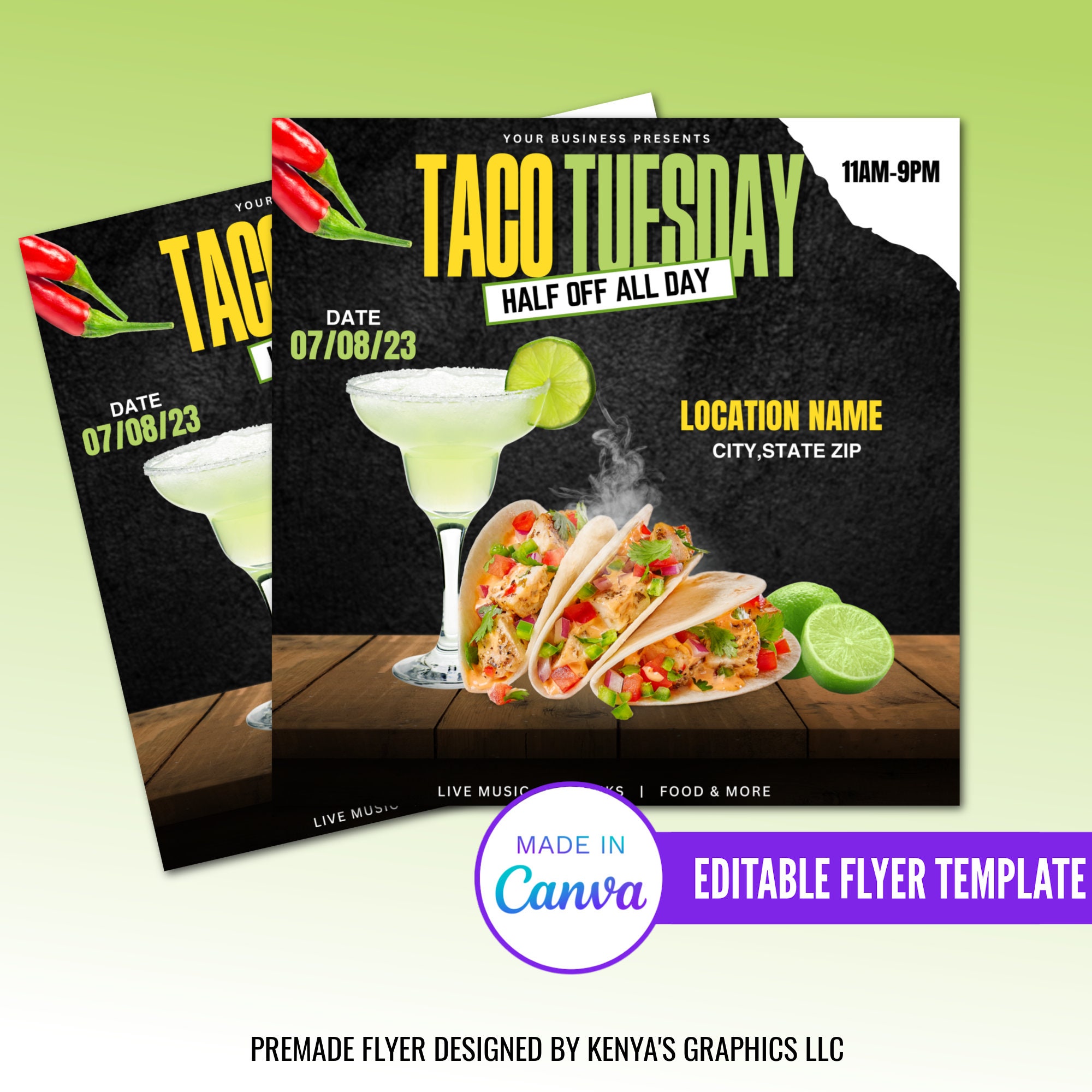Taco Tuesday Flyer, Editable Taco Tuesday Flyer, Food Business Flyer ...