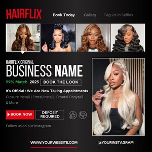 Hairflix Book Now Flyer, Editable Hairflix Flyer, Hair Business Flyer ...