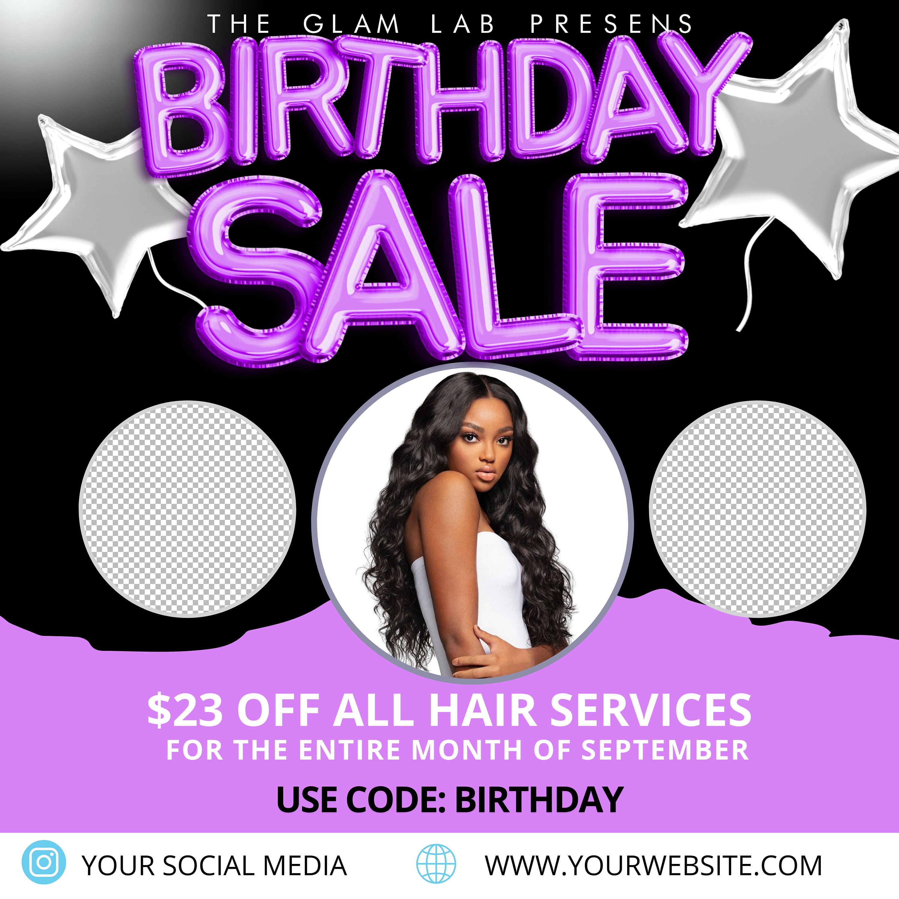 Birthday Sale Flyer, Editable Flyer, Beauty Flyer, Diy Happy Birthday ...