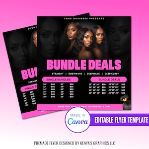 Hair Bundle Sale Flyer, DIY Hair Pricelist Flyer, Editable Hair Flyer ...