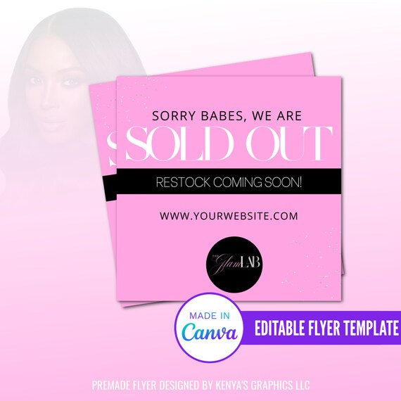 Diy Sold Out Flyer Social Media Flyer Premade Sold Out Flyer - Etsy