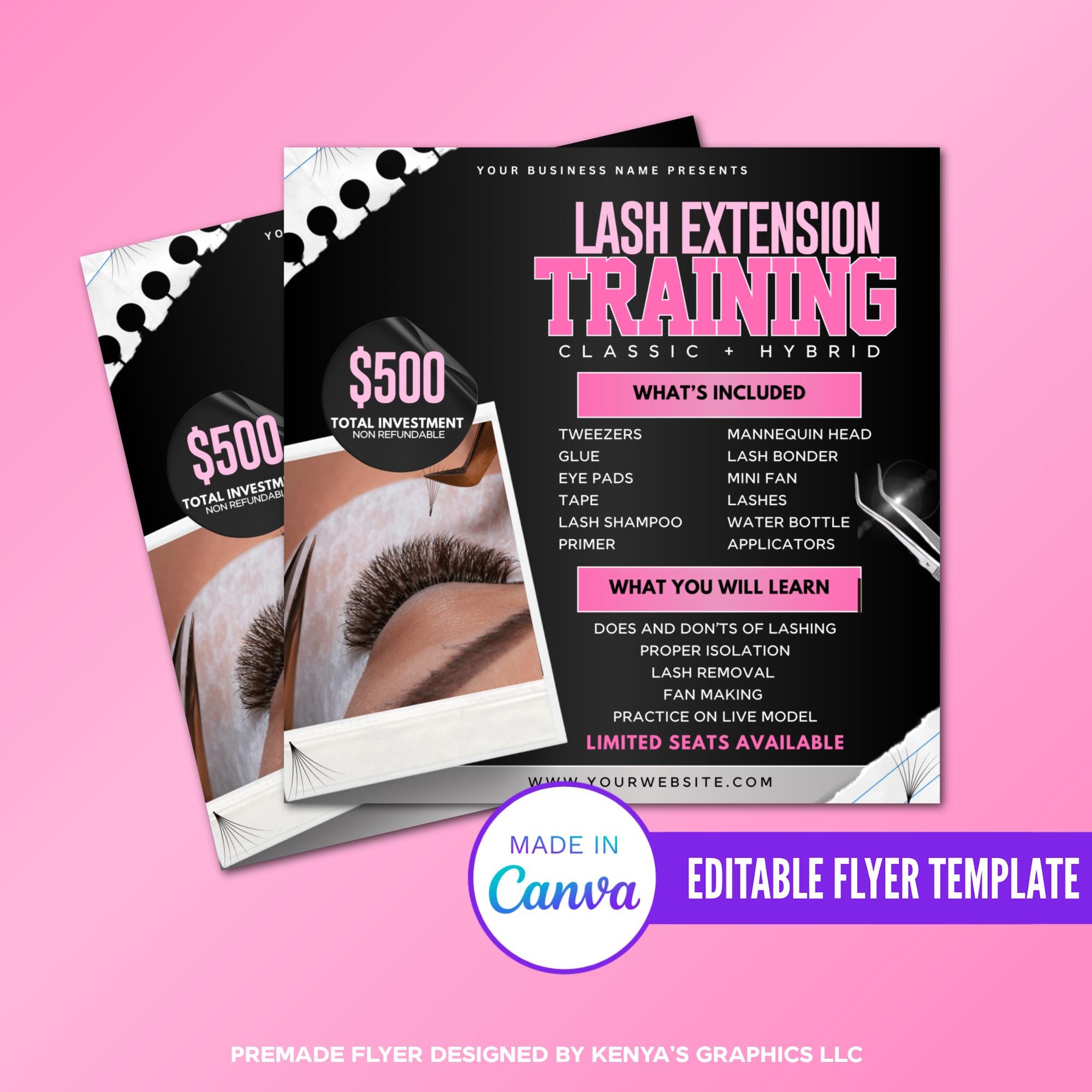 Lash Diy Flyer, Lash Tech Training Flyer, Lash 1 on 1 Class, Diy Lash ...