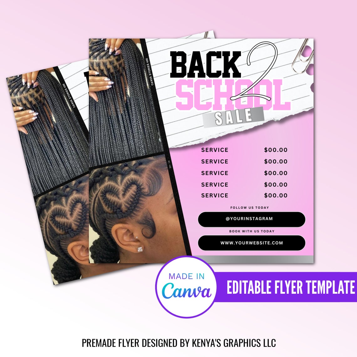 Back to School Flyer Hair Flyer Editable Flyer Design Back - Etsy