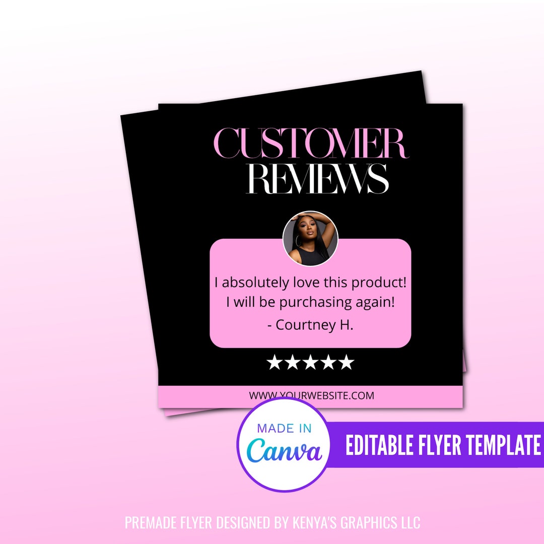 Diy Customer Reviews Flyer, Editable Reviews Flyer, Canva Flyer - Etsy