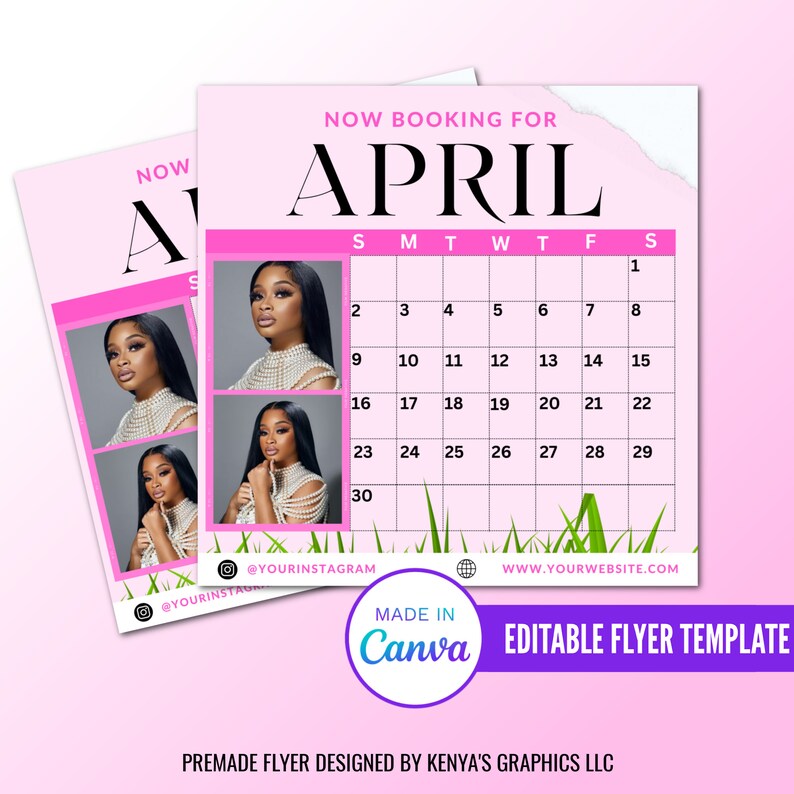 Now Booking Flyer, Editiable Now Booking Calendar Flyer, Now Booking ...