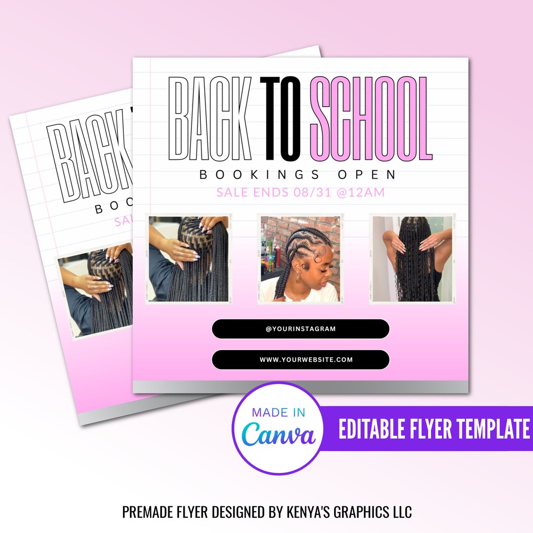 Back to School Flyer, Hair Flyer, Editable Flyer Design, Back to School ...