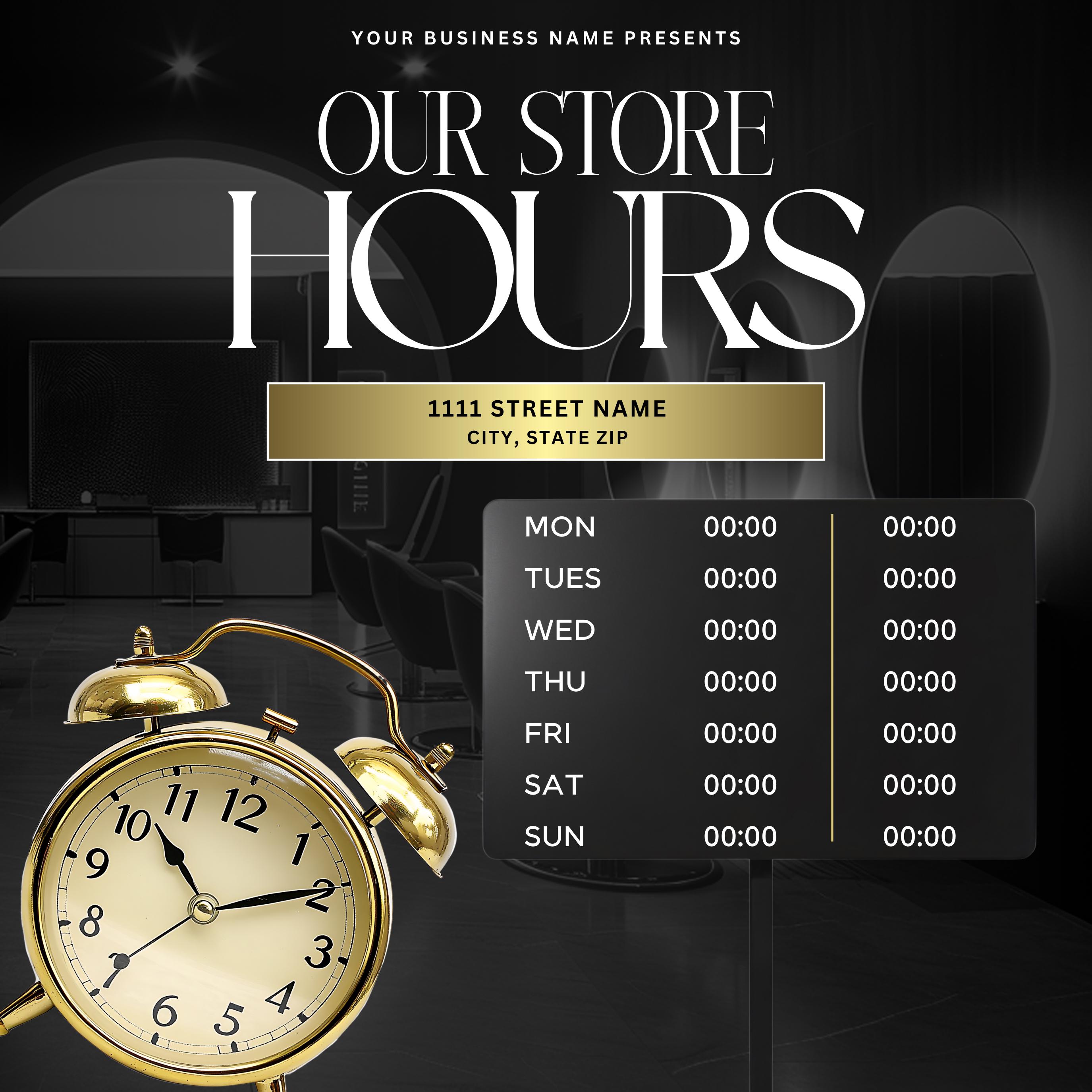 Store Hours Flyer, Appointment Flyer, Editable Canva Template, Hours ...