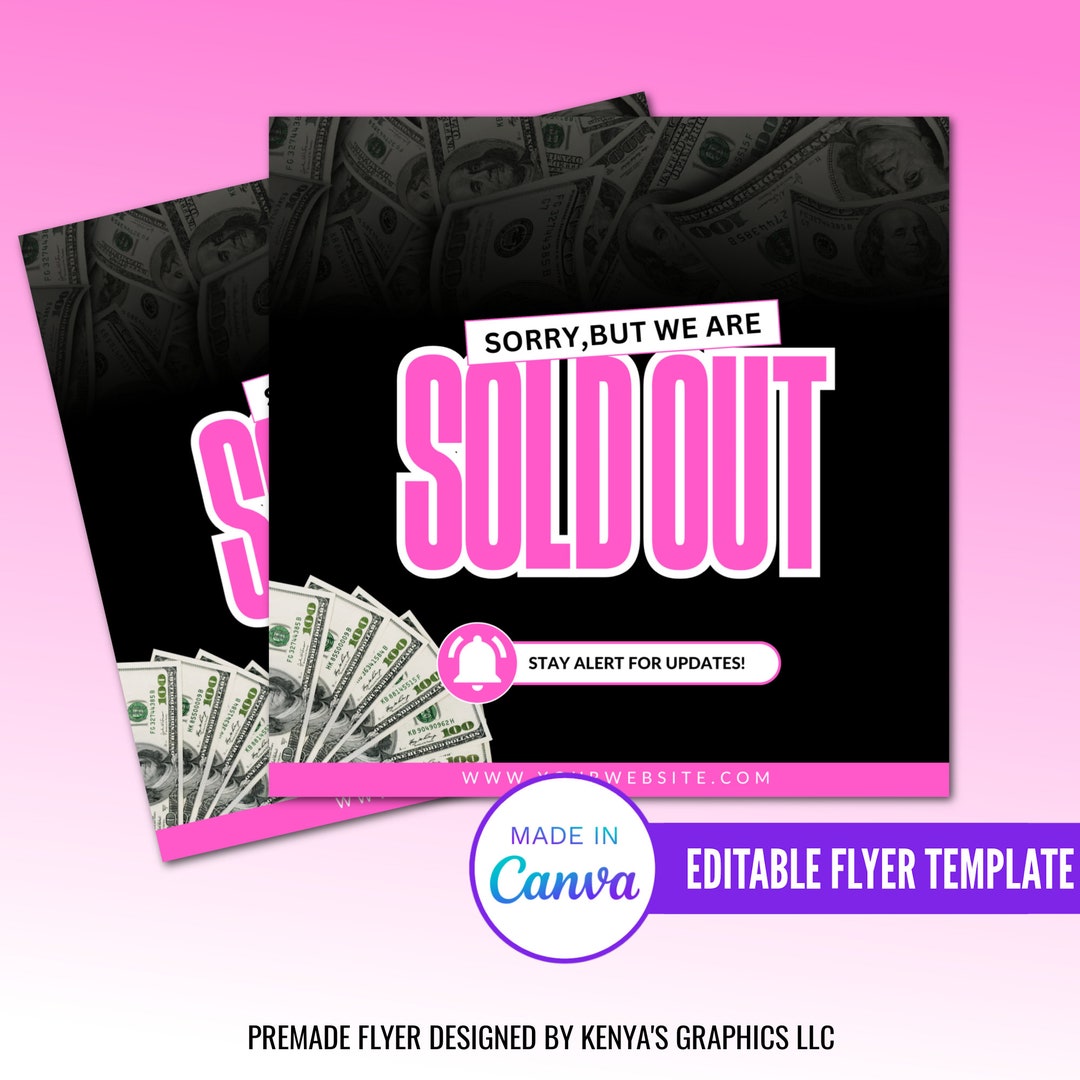 Sold Out Flyer, Diy Sold Out Flyer, Editable Sold Out Flyer, Social ...