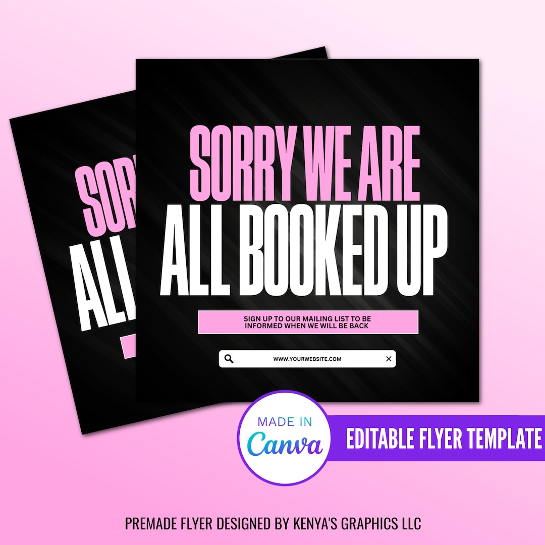 All Booked up Flyer, Business Flyer, Editable Booked up Flyer, Canva ...