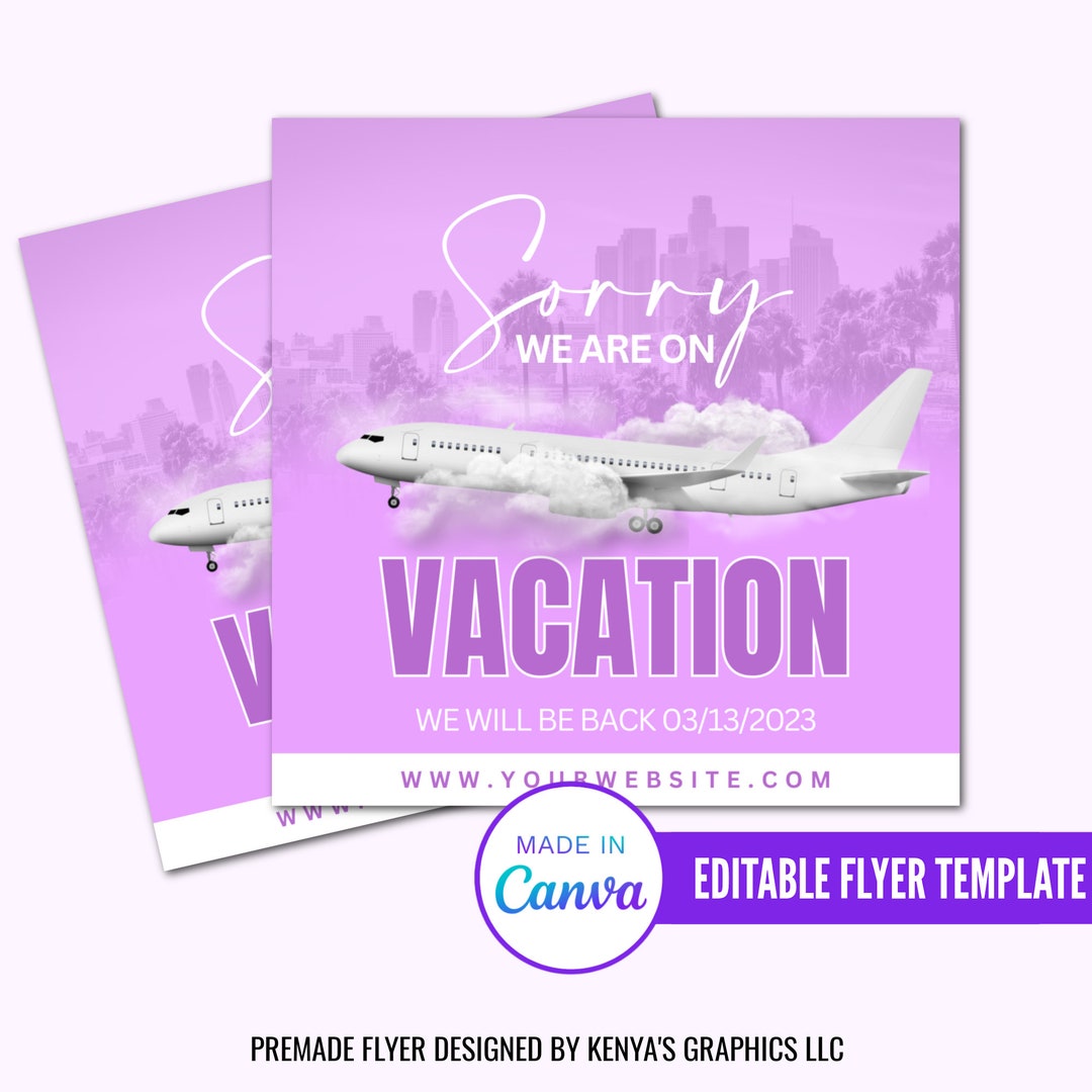 Diy on Vacation Flyer, Editable We Are on Vacation Flyer, Canva ...