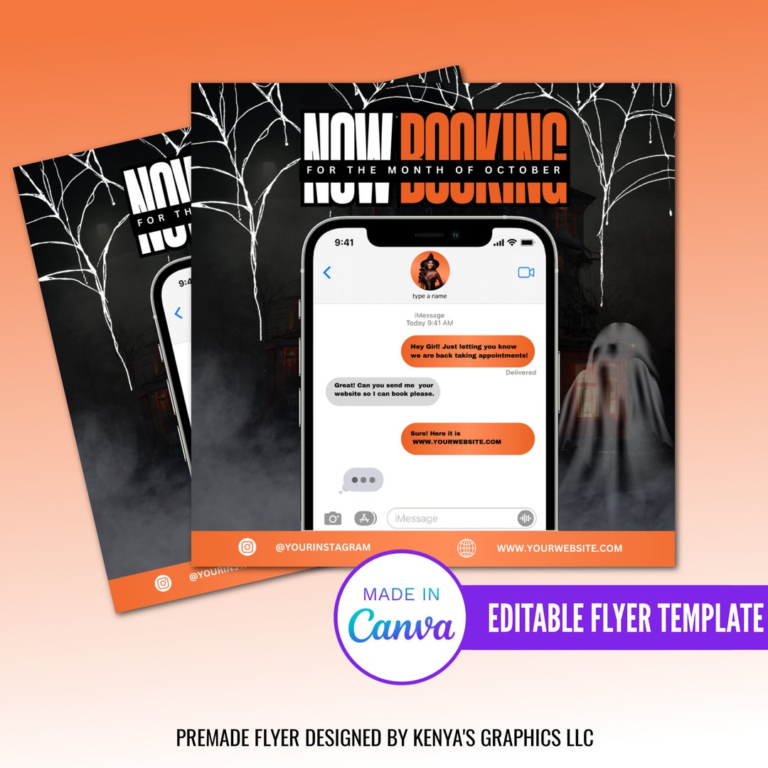 Appointments Available Editable Flyer, October Book Now Flyer, Diy ...