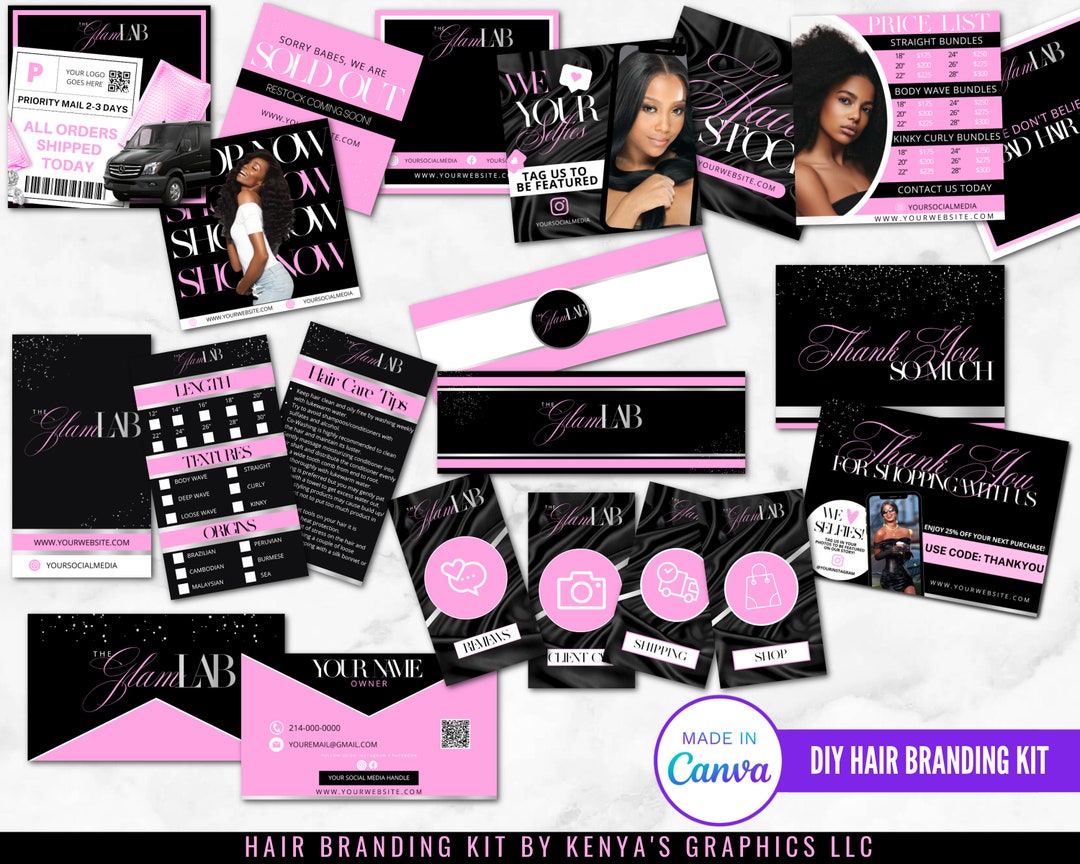 Hair Branding Package, Hair Logo Design, Hair Wraps, Hair Business Card ...