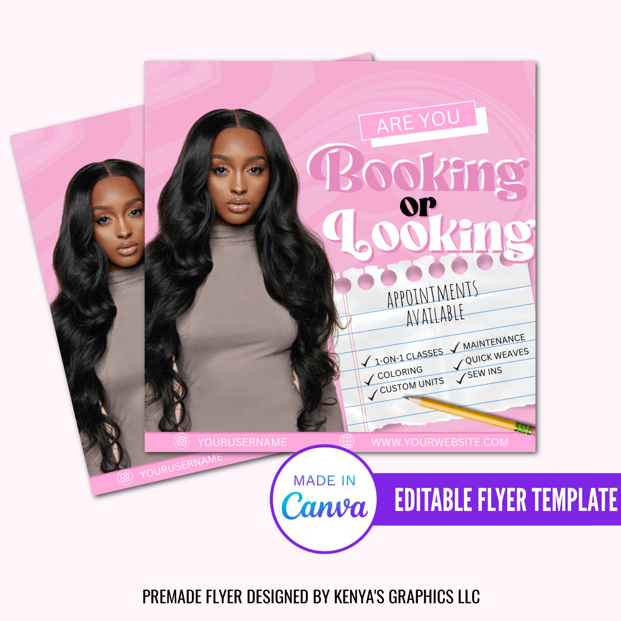 Booking Flyer, Diy Booking Flyer, Appointments Available Flyer, Hair ...