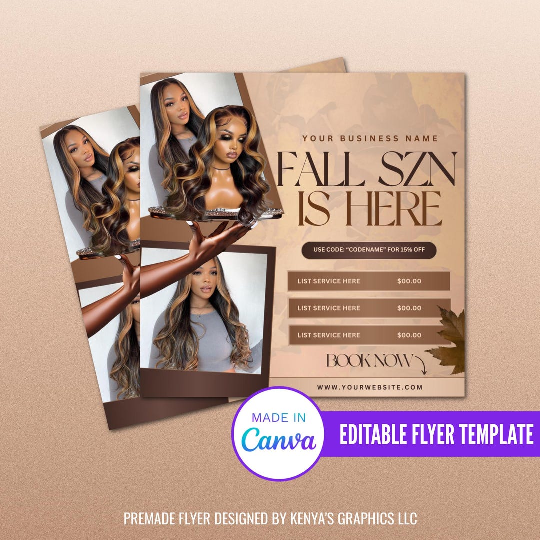 Fall Season Hair Flyer, Hair Stylist Editable Flyer, October Sale Flyer ...