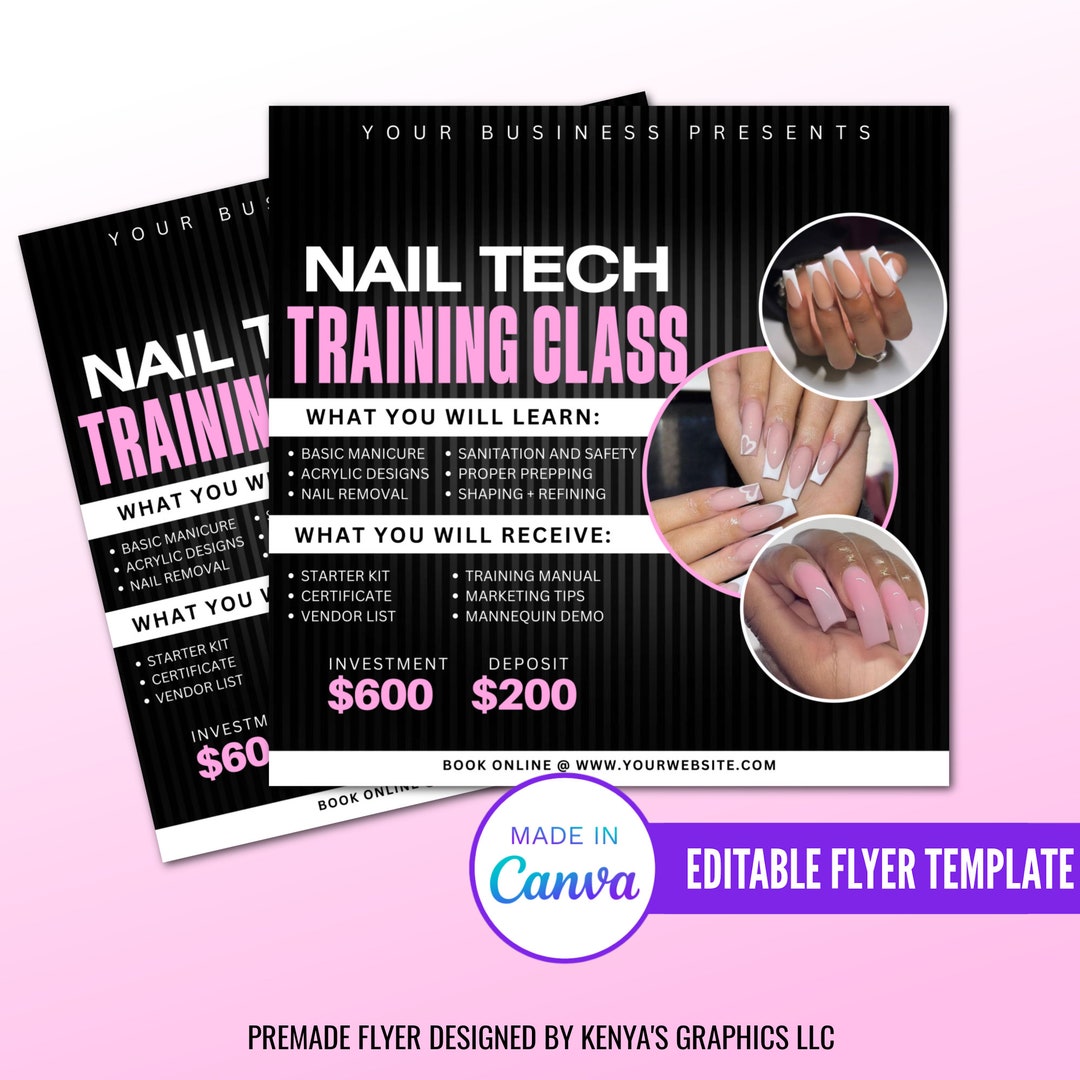 Nail Diy Flyer, Nail Tech Flyer, Nail 1 on 1 Class, Diy Nail Class ...