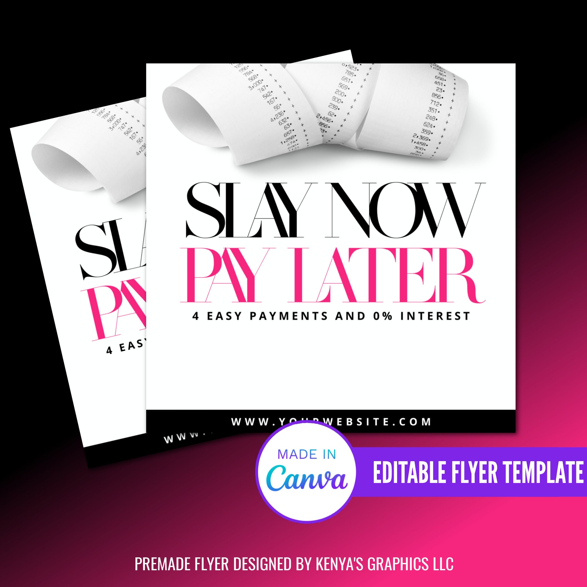Slay Now Pay Later Flyer, Afterpay Flyer, Black Friday Editable Flyer ...