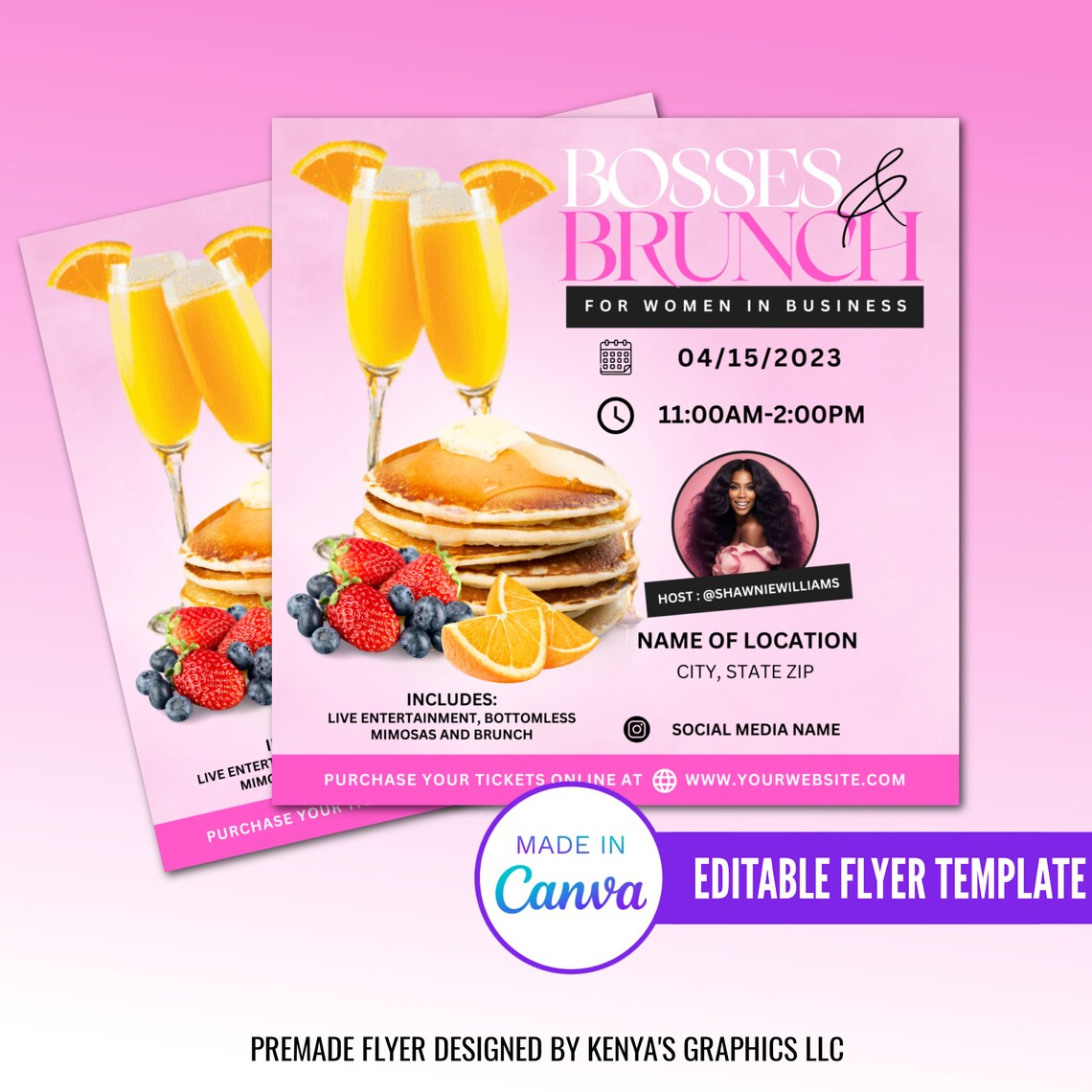 Brunch Flyer, Editable Brunch Flyer, Brunch Invitation, Instagram Post ...