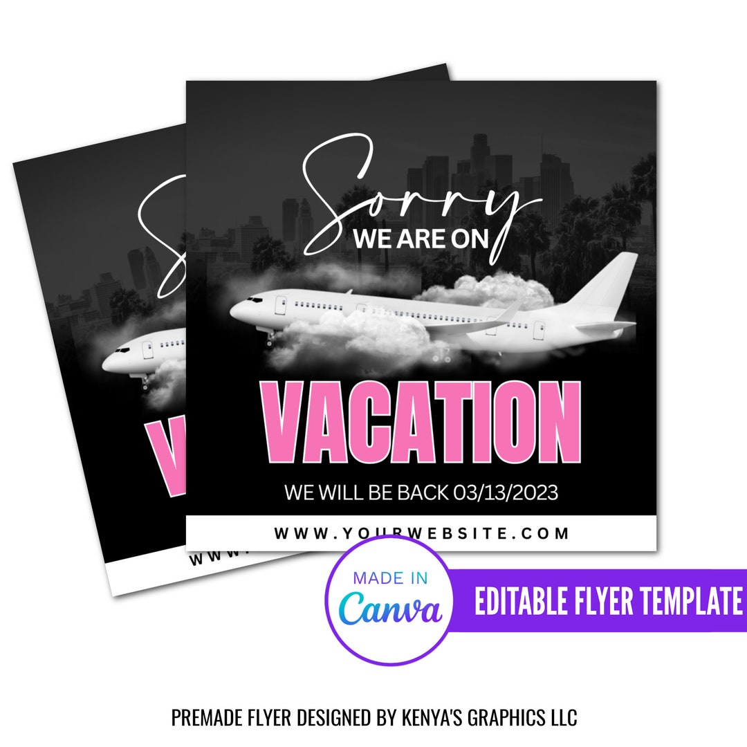 Diy on Vacation Flyer, Editable We Are on Vacation Flyer, Canva ...